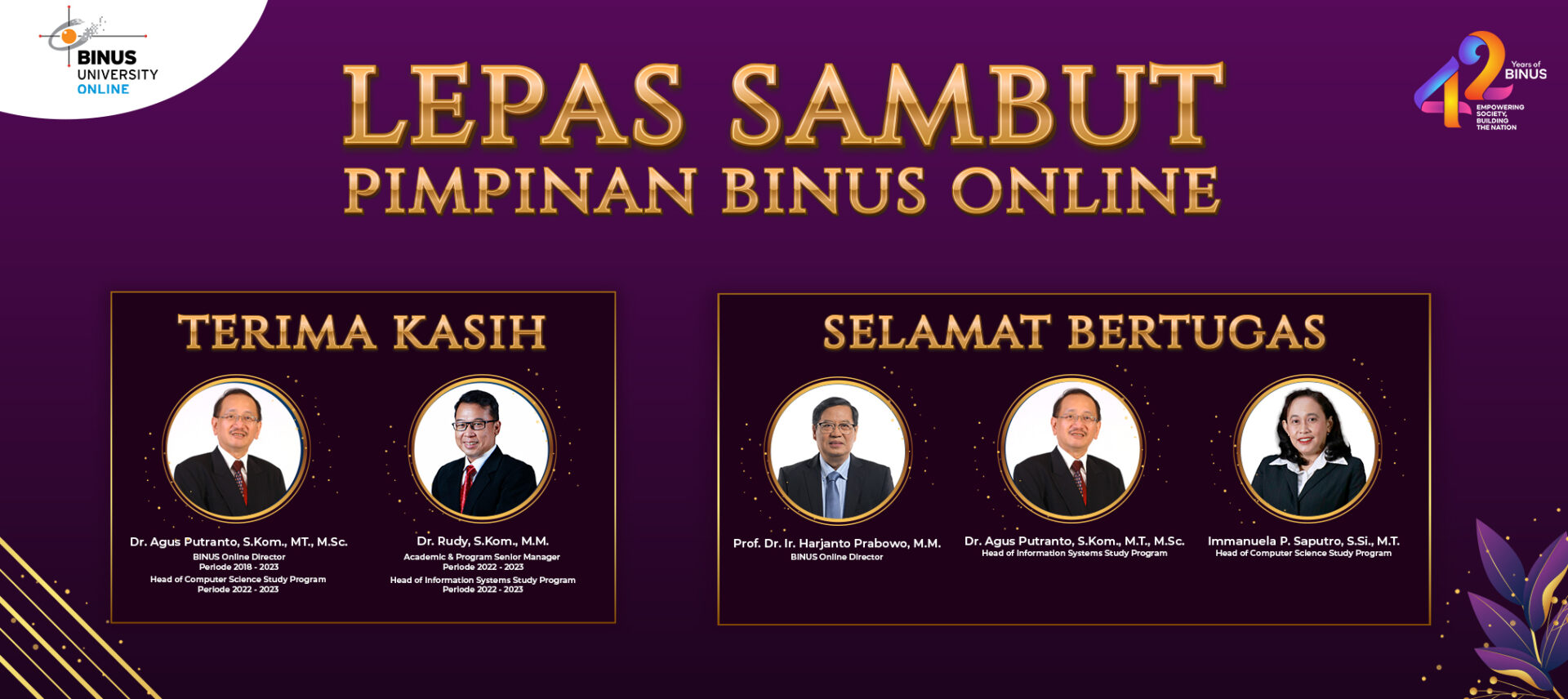 LEPAS SAMBUT PIMPINAN BINUS Online – Information Systems